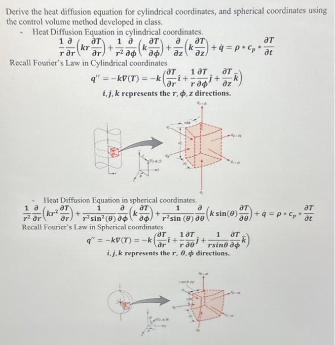 Solved Derive the heat diffusion equation for cylindrical | Chegg.com