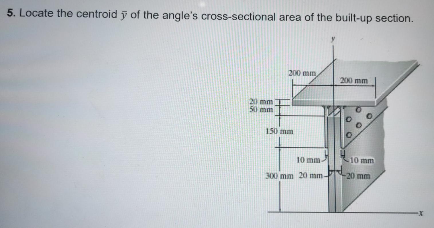 Solved 5. Locate the centroid y of the angle's | Chegg.com
