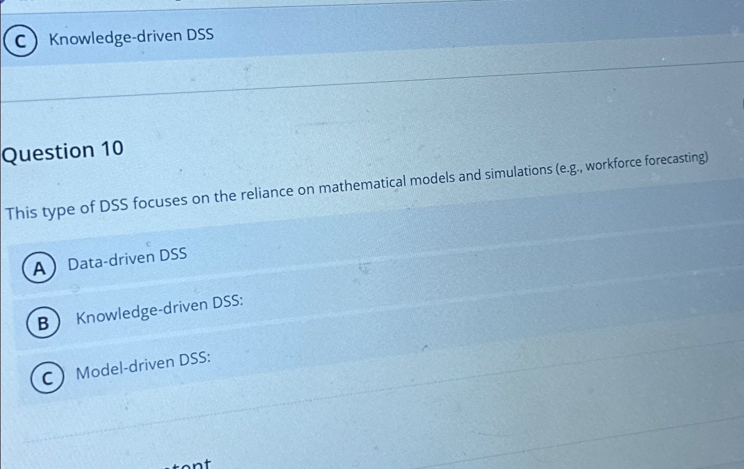 Solved Knowledge-driven DSSQuestion 10This type of DSS | Chegg.com
