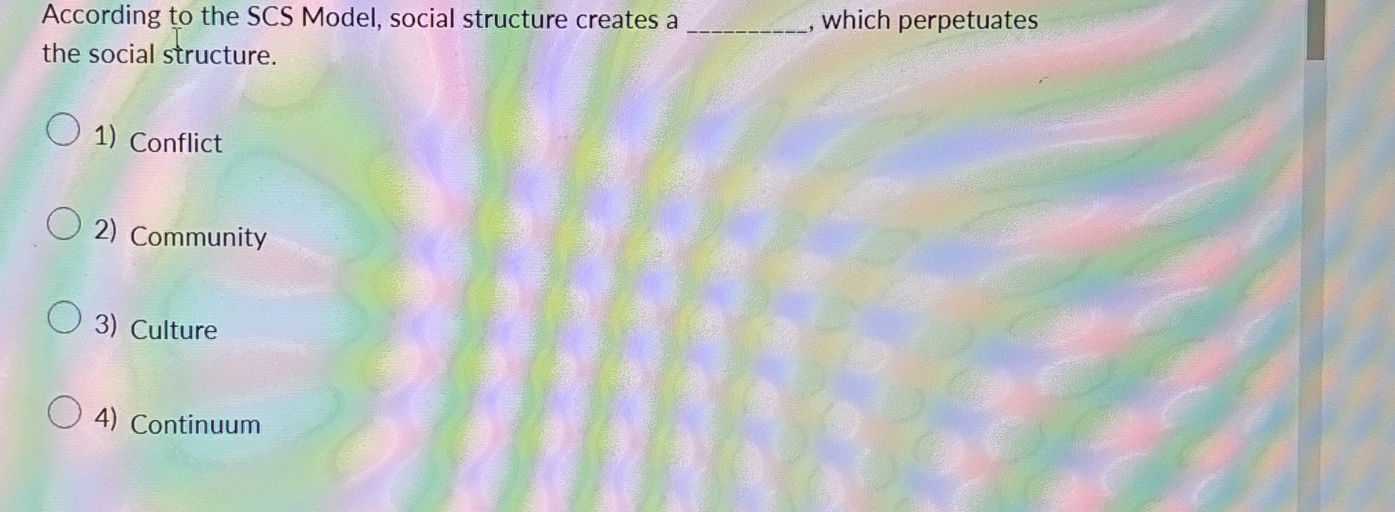 Solved According to the SCS Model, social structure creates | Chegg.com