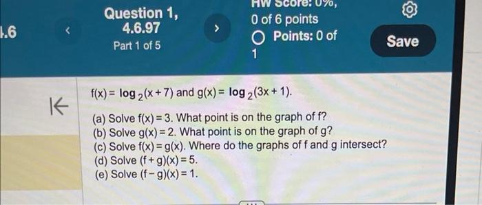 Solved f(x)=log2(x+7) and g(x)=log2(3x+1) (a) Solve f(x)=3. | Chegg.com Solved f(x)=log2(x+7) and g(x)=log2(3x+1) (a) Solve f(x)=3. | Chegg.com