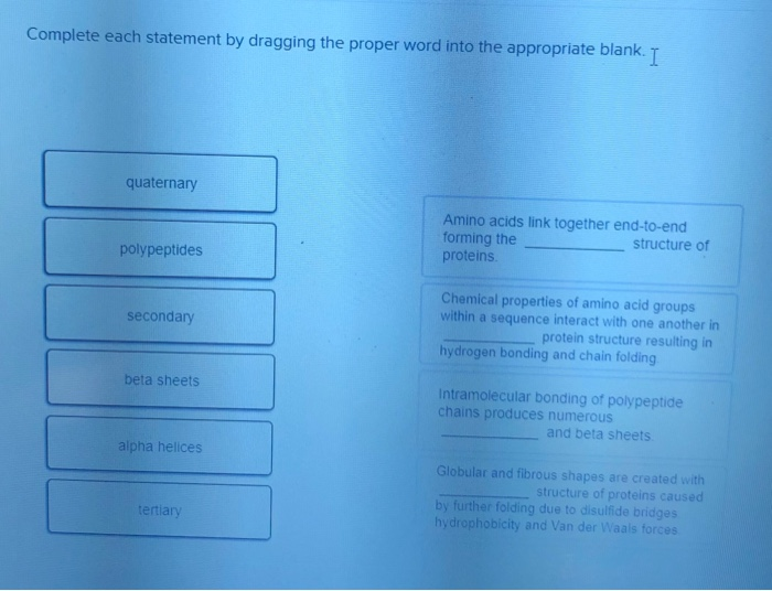 Solved Complete each statement by dragging the proper word | Chegg.com