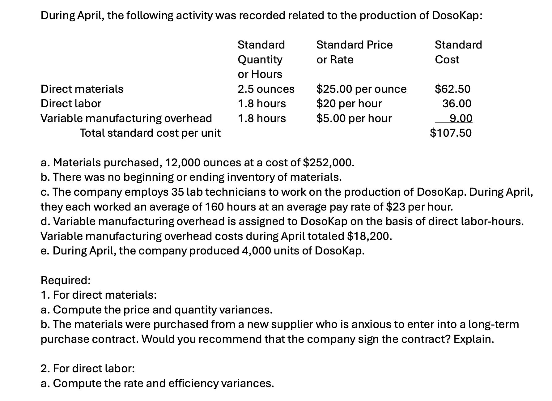 Solved Lynbrook, Inc., produces various chemical compounds | Chegg.com