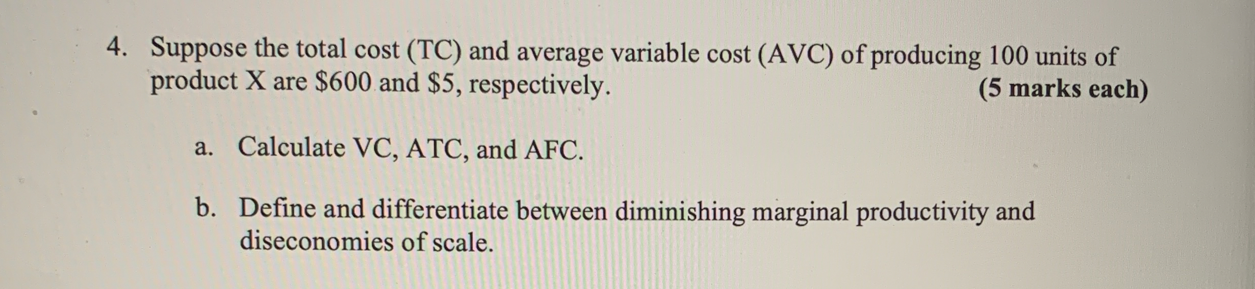 Solved Suppose the total cost (TC) ﻿and average variable | Chegg.com