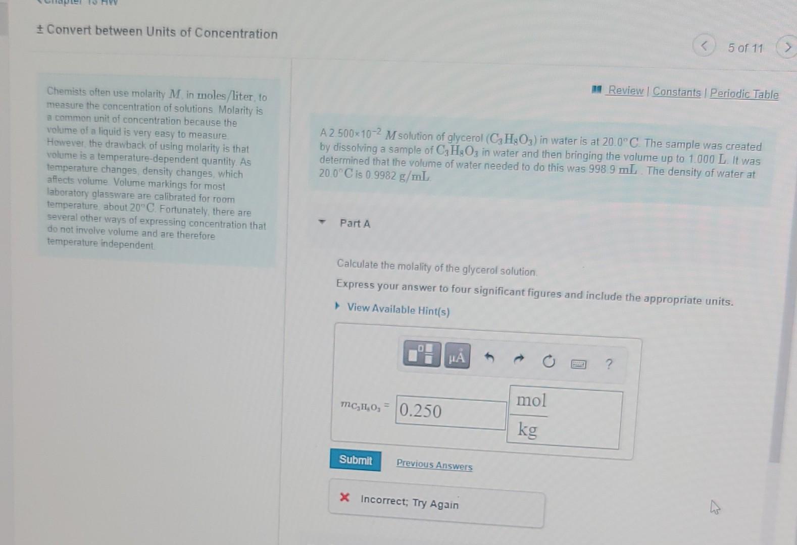 Solved Convert between Units of Concentration 5 of 11 Review | Chegg.com