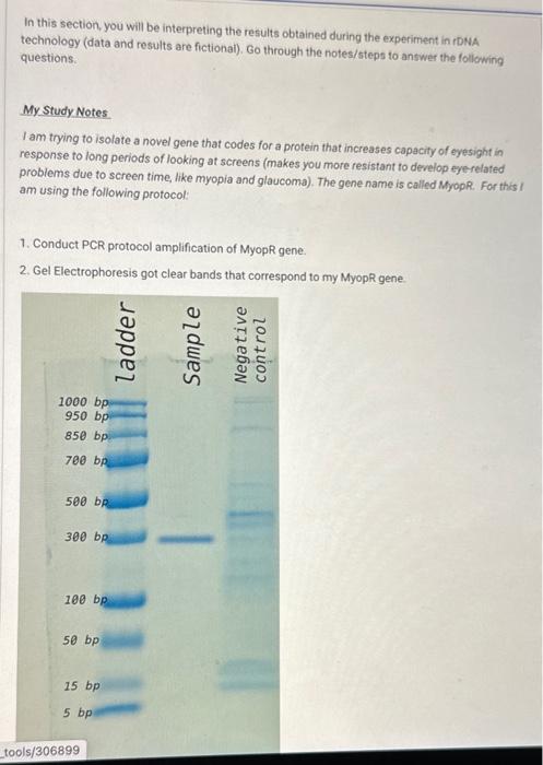 Solved In this section, you will be interpreting the results | Chegg.com