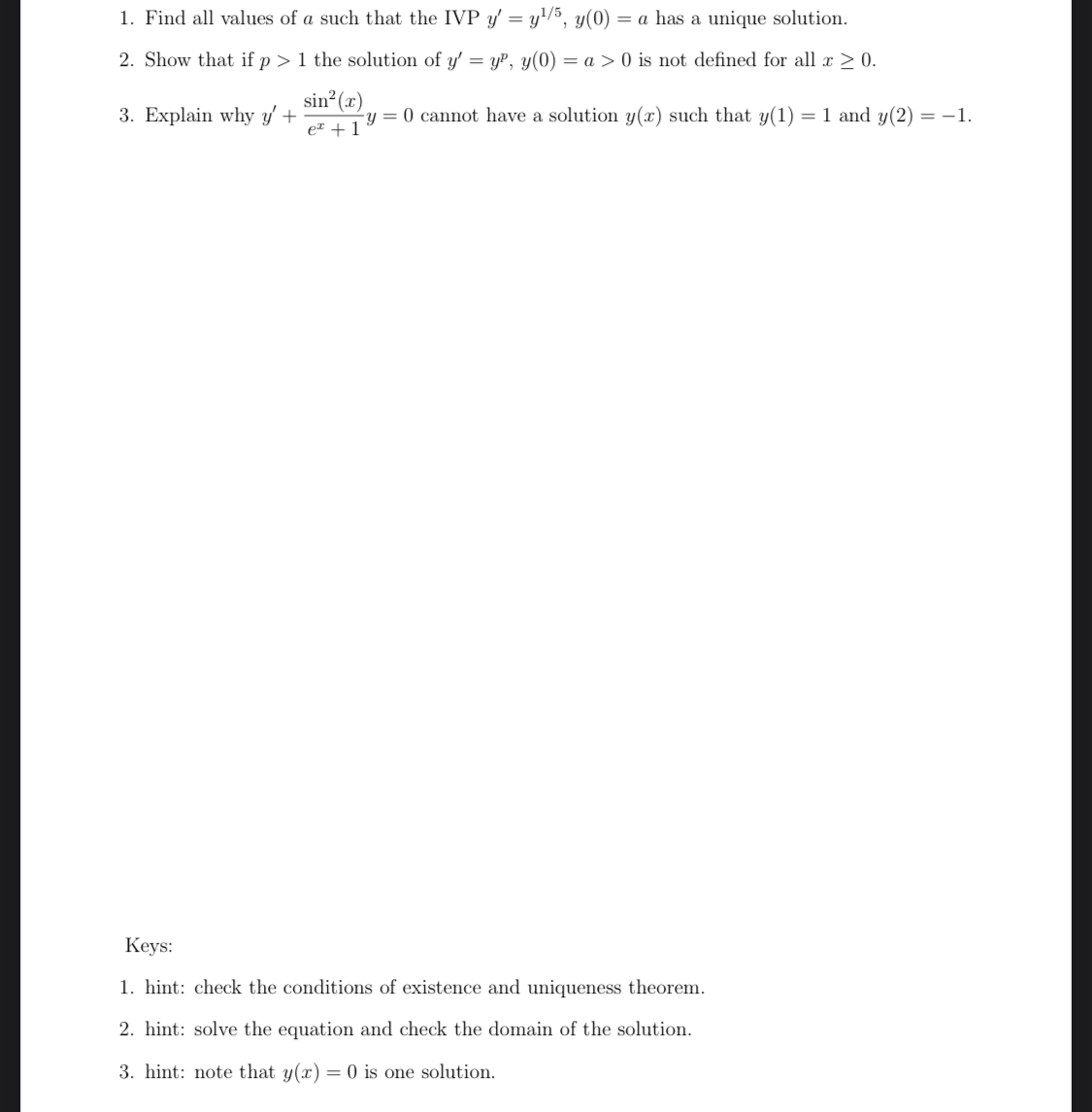 Solved Find all values of a such that the IVP y'=y15,y(0)=a | Chegg.com