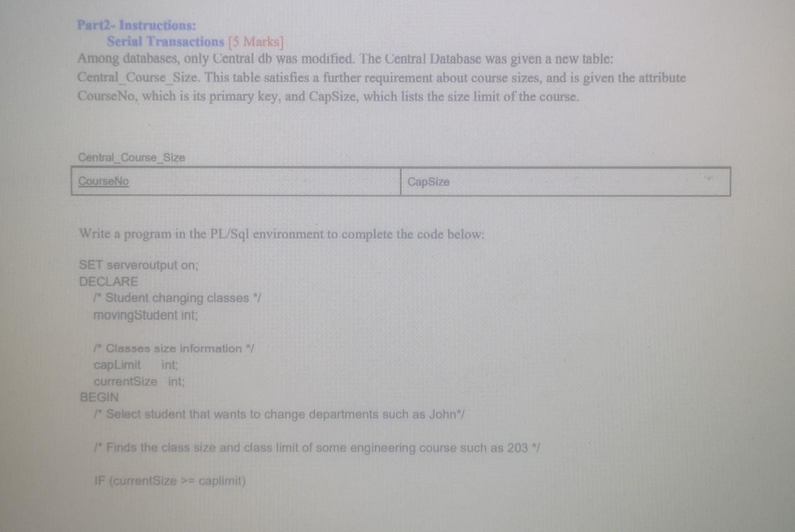 Solved Part2- Instructions: Serial Transactions [5 Marks] | Chegg.com