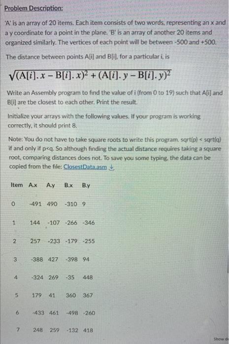 Solved Problem Description: 'A' is an array of 20 items. | Chegg.com