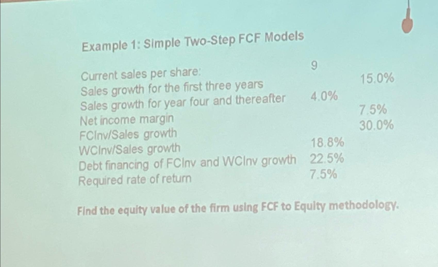 Solved Example 1: Simple Two-Step FCF Models\table[[Current | Chegg.com