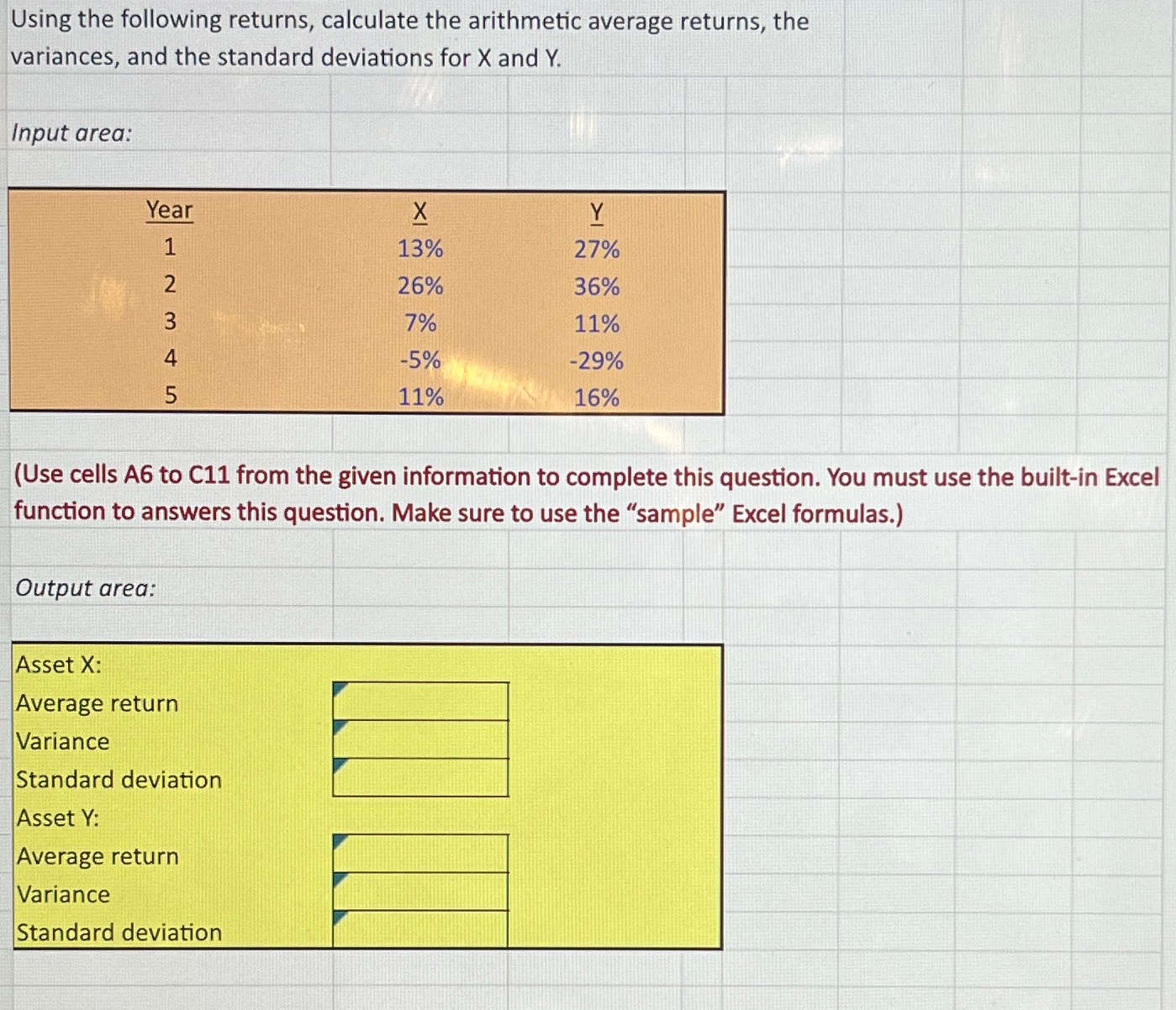 Solved Using the following returns, calculate the arithmetic | Chegg.com