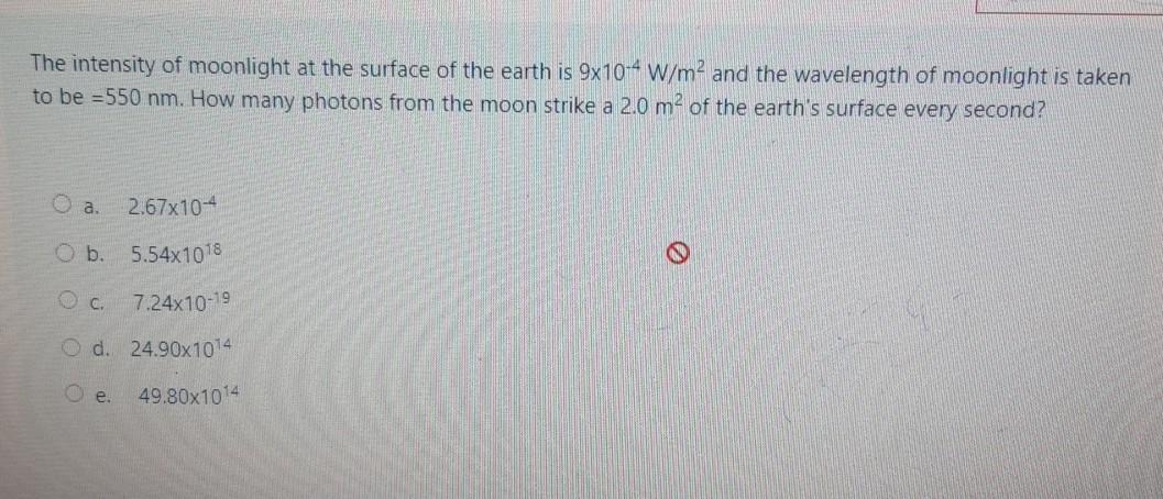 Solved The intensity of moonlight at the surface of the | Chegg.com