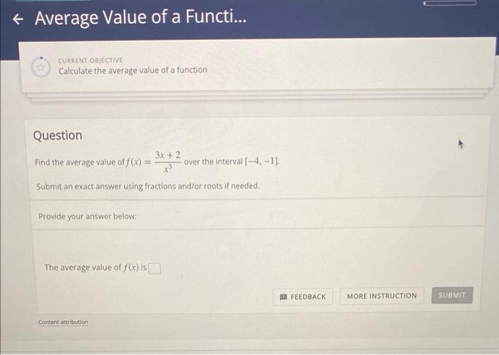 Solved Average Value of a Functi... CURRENT OBJECTIVE | Chegg.com