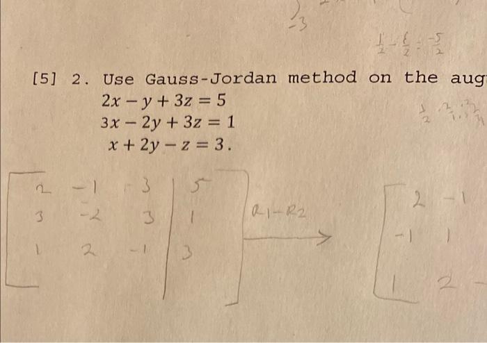Solved use gauss jordan method on the augmented matrix to | Chegg.com