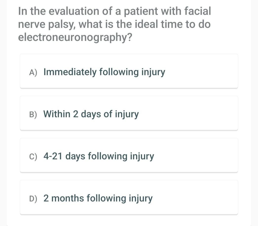 Solved In the evaluation of a patient with facial nerve | Chegg.com