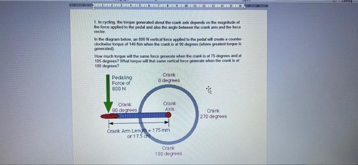 Solved JESTRUCIVES THAT THERE, 1. In cycling, the torque | Chegg.com