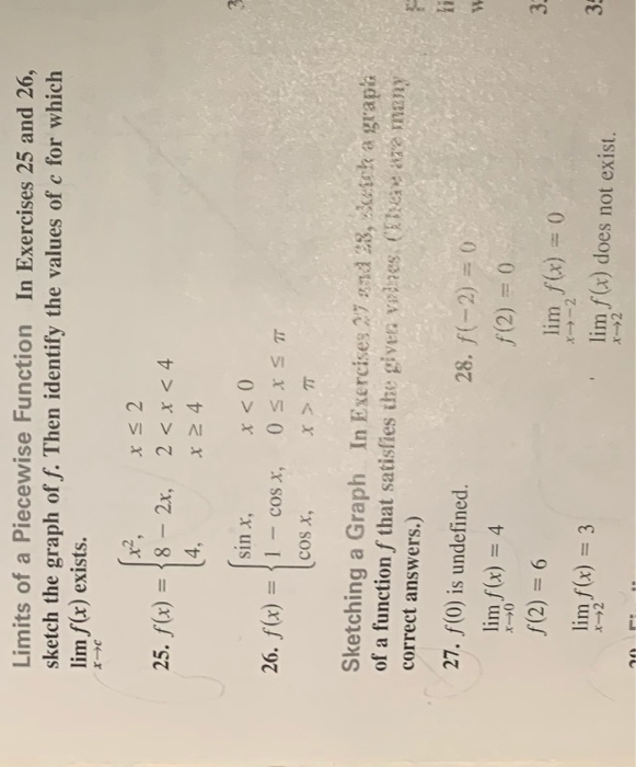 Solved Limits of a Piecewise Function In Exercises 25 and | Chegg.com