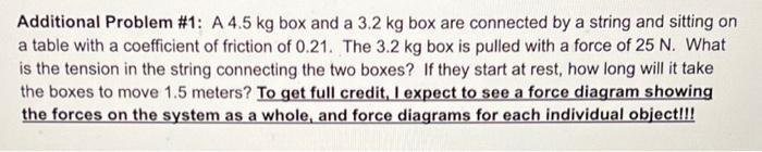 Solved Additional Problem \#1: A 4.5 kg box and a 3.2 kg box | Chegg.com