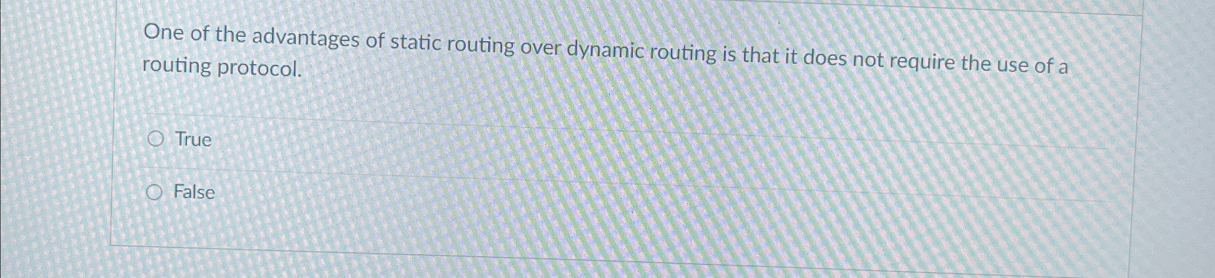 Solved One of the advantages of static routing over dynamic | Chegg.com