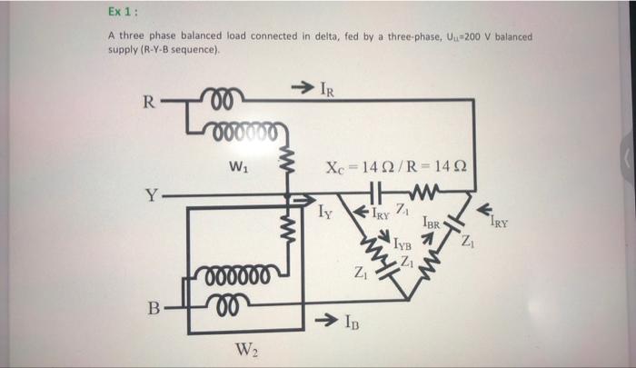 Solved A three phase balanced load connected in delta, fed | Chegg.com
