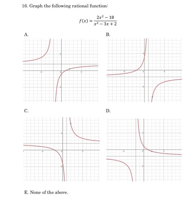 Solved 16. Graph the following rational function: | Chegg.com