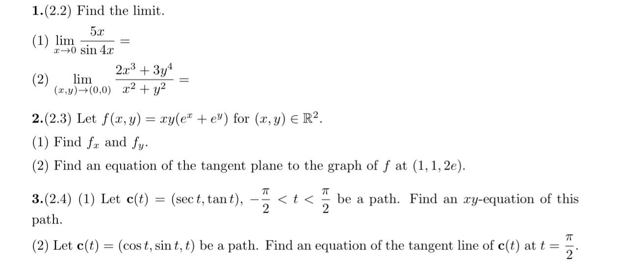 Solved 1.(2.2) ﻿Find the | Chegg.com