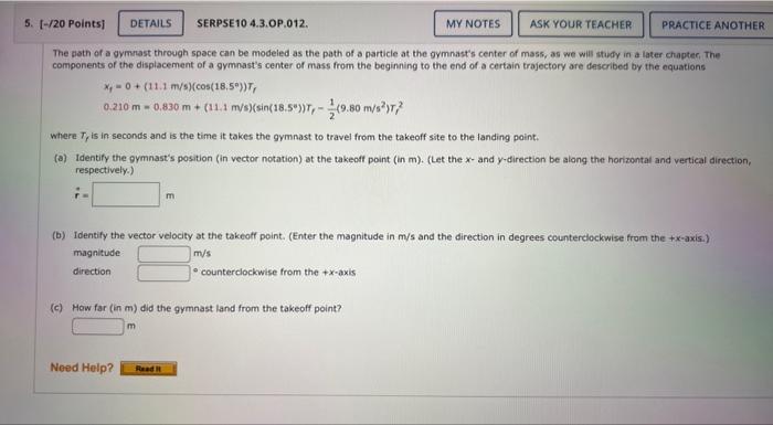 Solved The path of a oymrast through space can be modeled as | Chegg.com