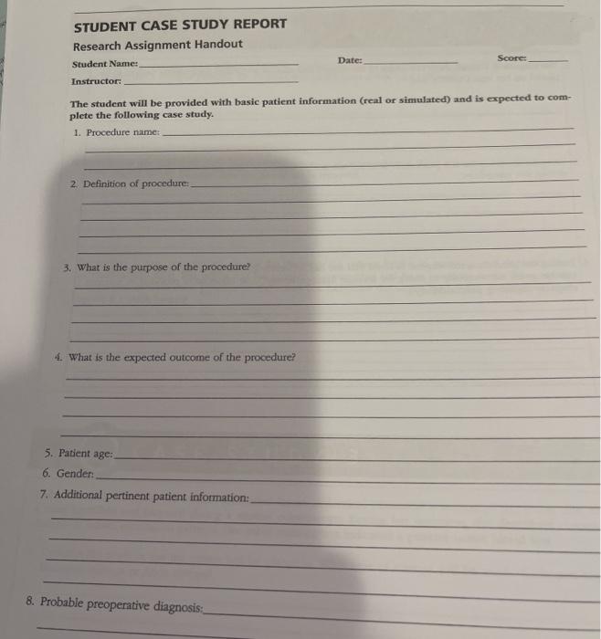 Solved STUDENT CASE STUDY REPORT Research Assignment Handout | Chegg.com