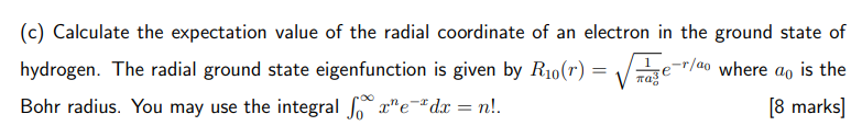 Solved C calculate The Expectation Value Of The Radial