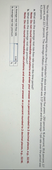 Solved You've observed the following returns on Pine | Chegg.com