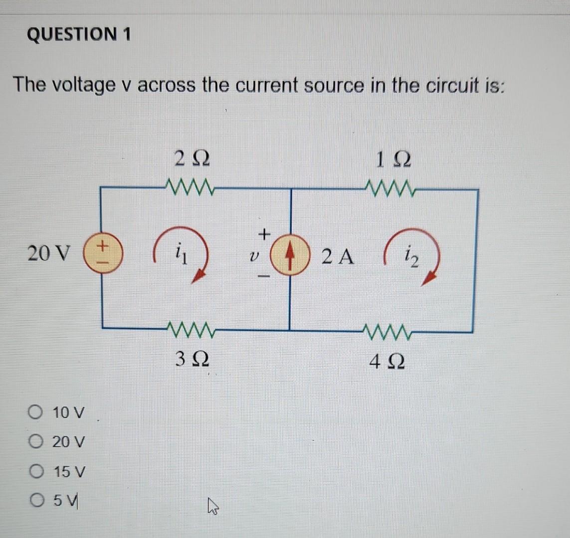 Solved The voltage v across the current source in the | Chegg.com