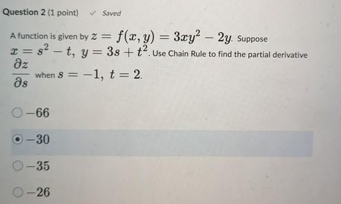 Solved A function is given byz=f(x,y)=3xy2-2y. | Chegg.com