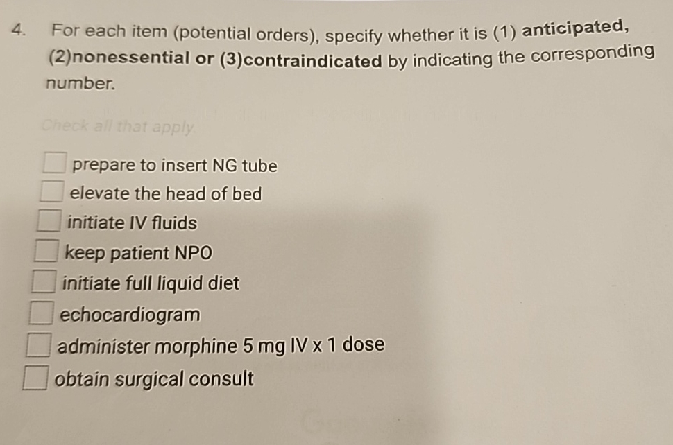 Solved For each item (potential orders), ﻿specify whether it | Chegg.com