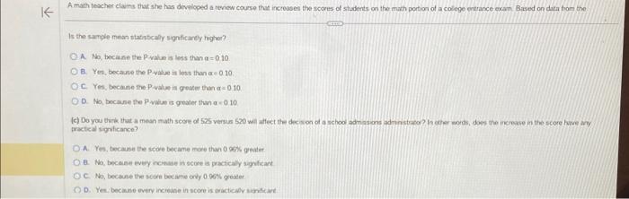 A math teacher clains that she has developed a meview | Chegg.com