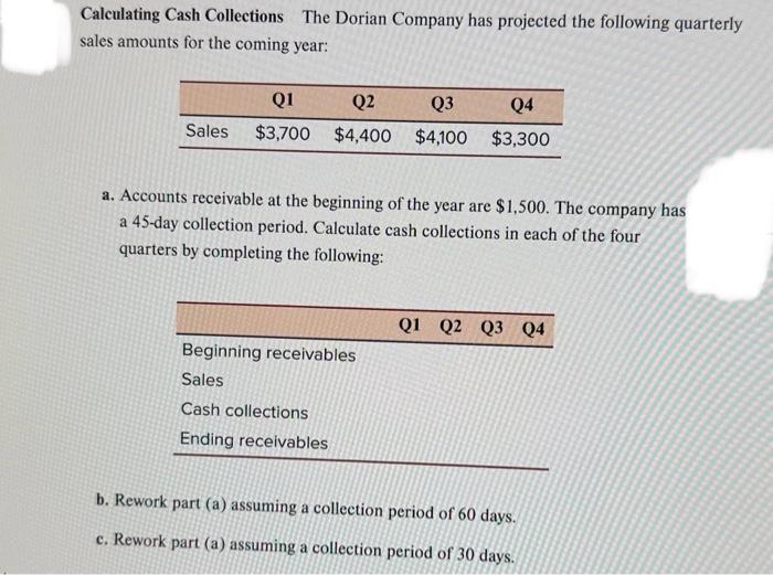 Solved Calculating Cash Collections The following is the | Chegg.com