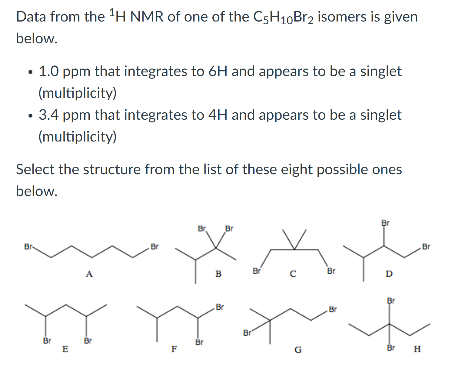 Data from the \( { }^{1} \mathrm{H} \) ﻿NMR of one of | Chegg.com