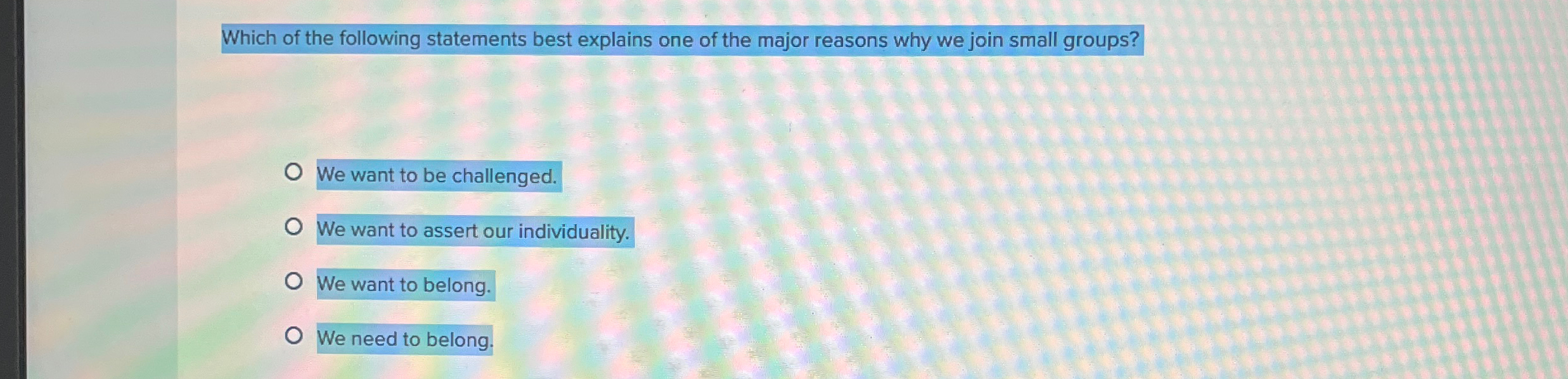 Solved Which of the following statements best explains one | Chegg.com