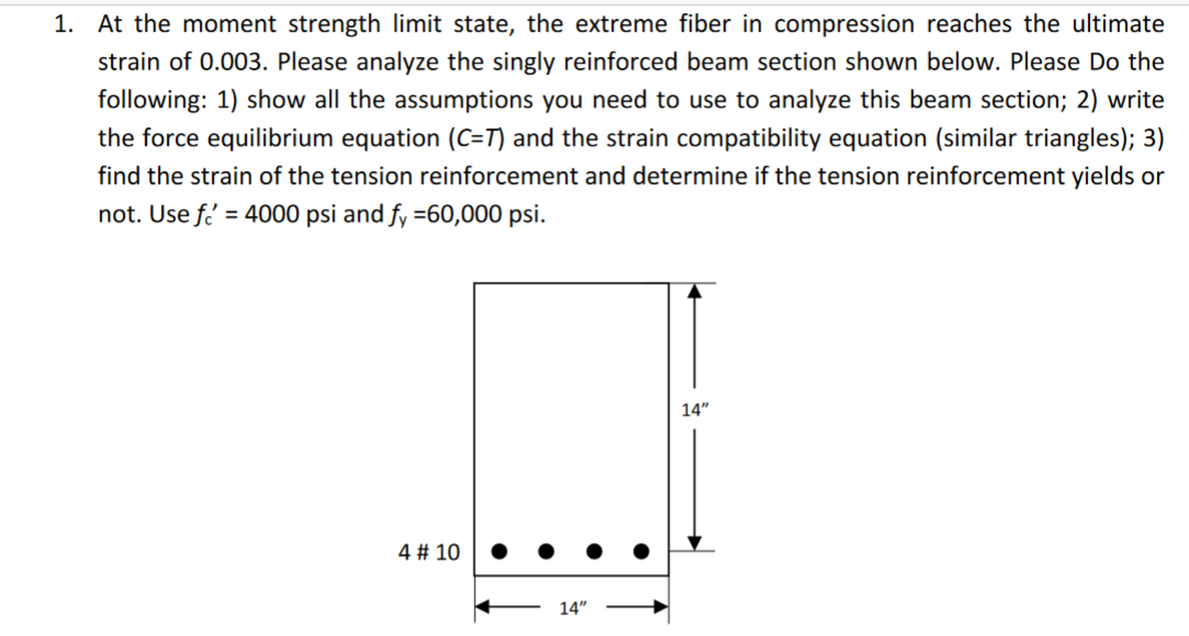 Solved At the moment strength limit state, the extreme fiber | Chegg.com