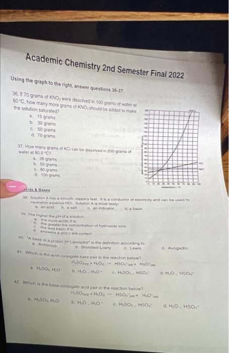 Academic Chemistry 2nd Semester Final 2022 Using the | Chegg.com