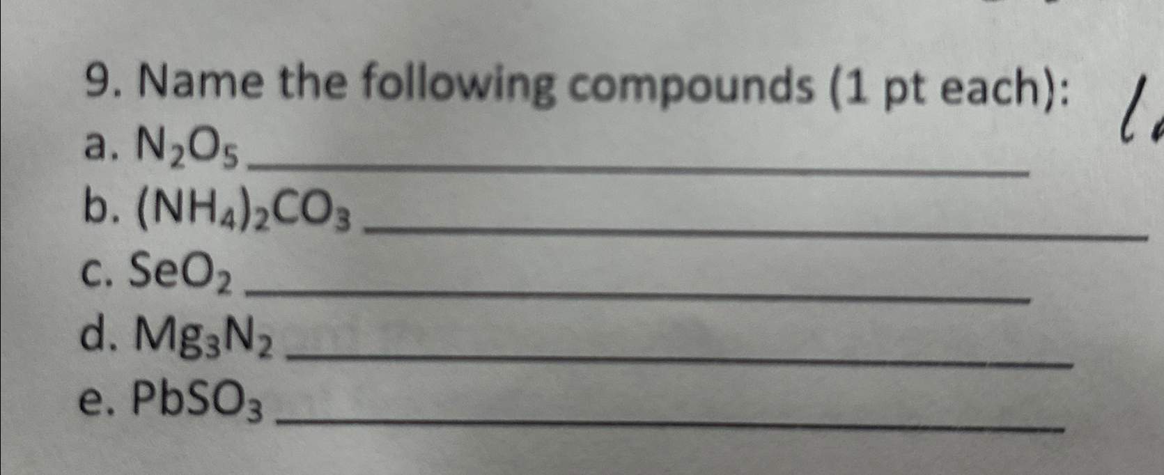 Solved Name the following compounds (1 ﻿pt | Chegg.com