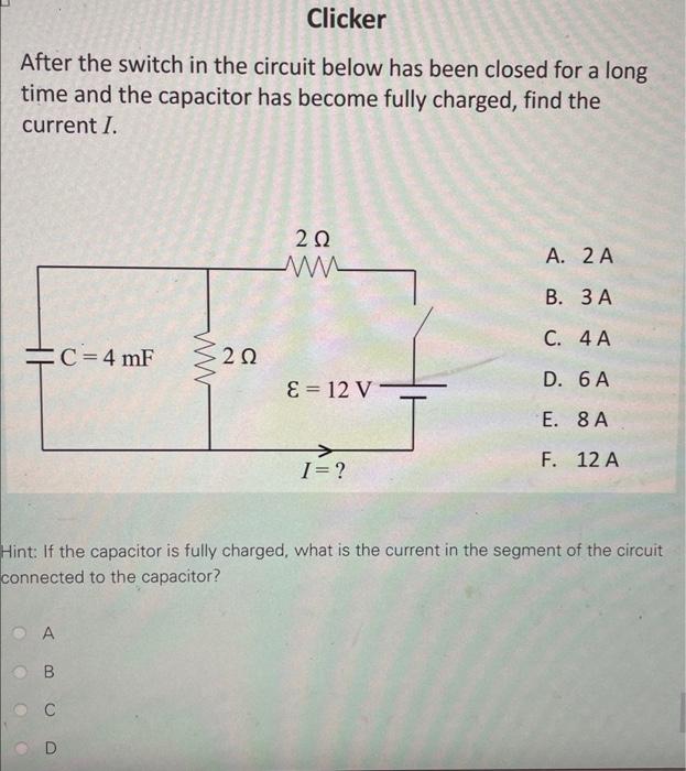 Solved After the switch in the circuit below has been closed | Chegg.com