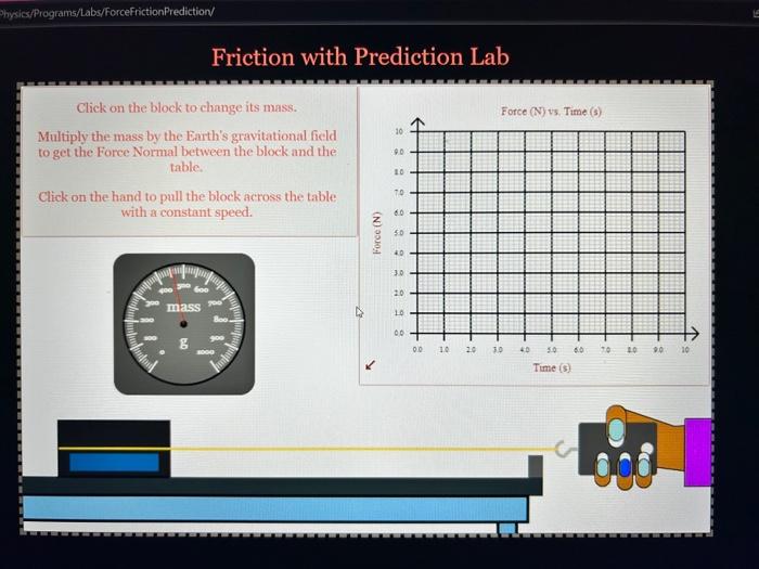 Friction With Prediction Lab Click On The Block To