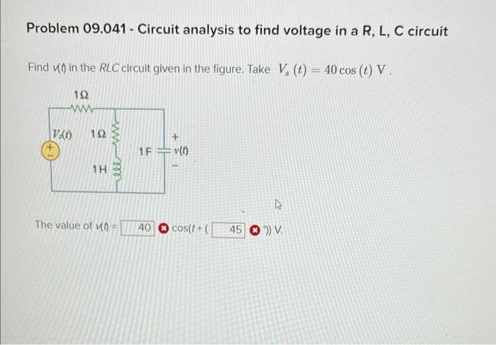 Solved Problem 09.041 - Circuit analysis to find voltage in | Chegg.com