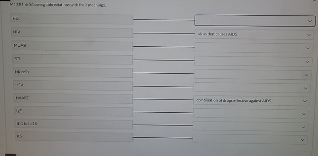 Solved Match the following abbreviations with their | Chegg.com