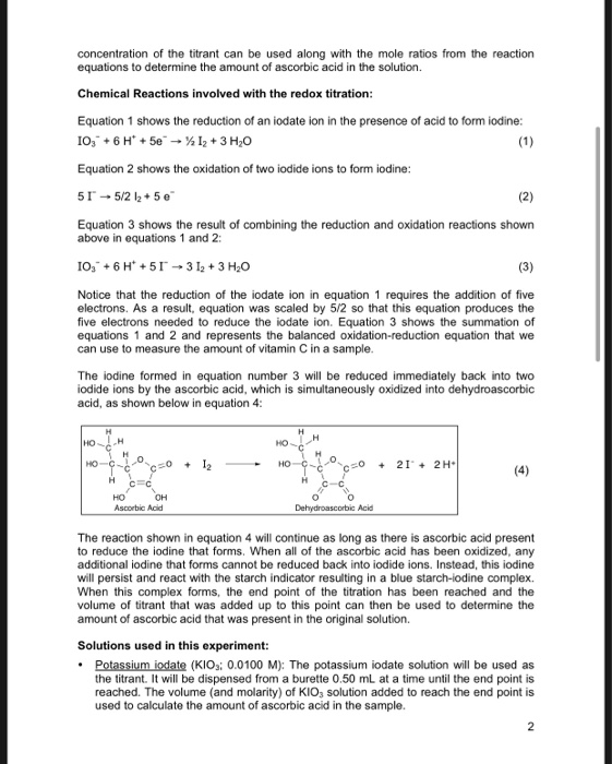Solved 2) What chemical reaction does the titrant contribute | Chegg.com