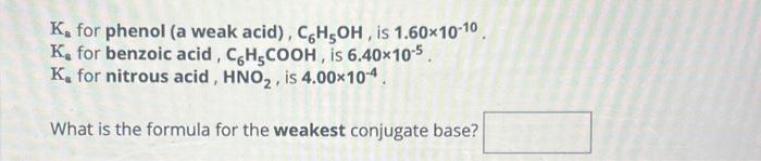 Solved Ka for phenol (a weak acid), C6H5OH, is 1.60×10−10. | Chegg.com
