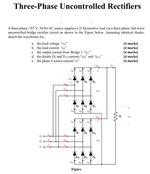 Solved Three-Phase Uncontrolled Rectifiers A three-phase, | Chegg.com
