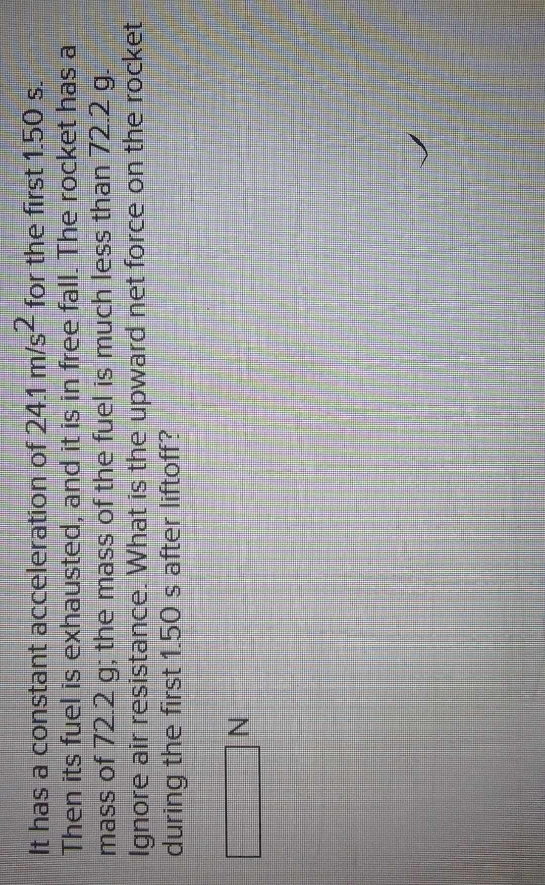 Solved It has a constant acceleration of 24.1ms2 ﻿for the | Chegg.com