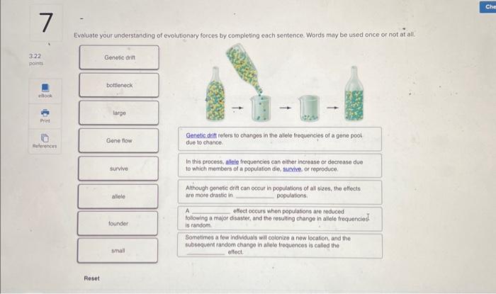 Solved Evaluate your understanding of evolutionary forces by | Chegg.com