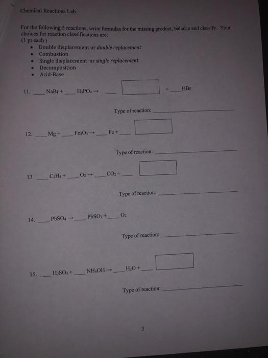 Solved Chemical Reactions Virtual Lab Write and balance each | Chegg.com
